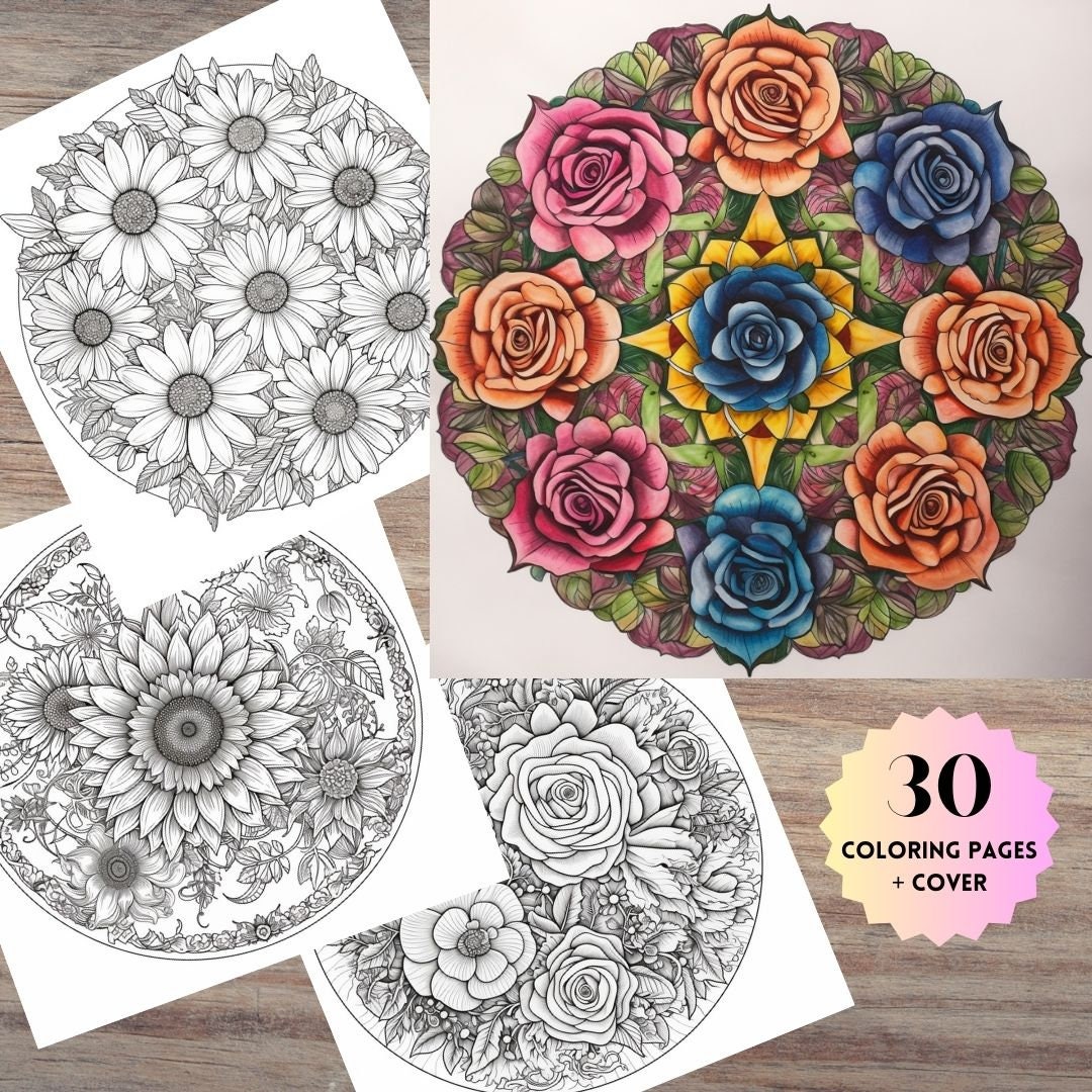 30 Printable Flower Mandala Coloring Pages |mandala Coloring JPG Pages ...