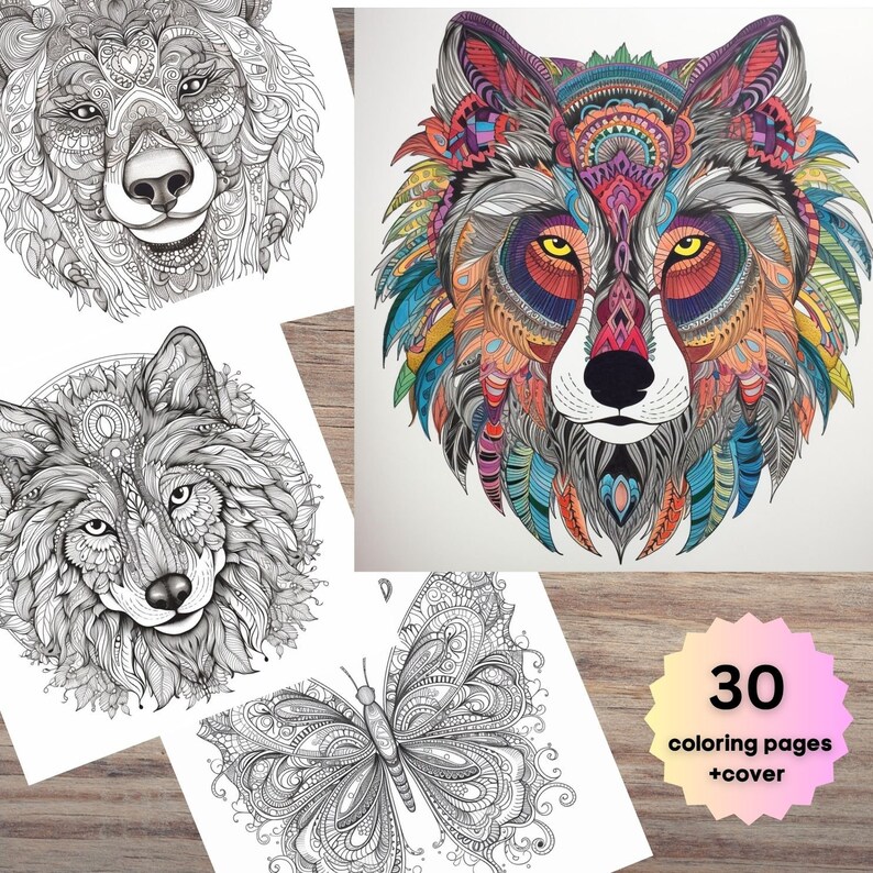 30 Printable Adult Animal Mandala Coloring Pages JPG | Mandala Coloring ...