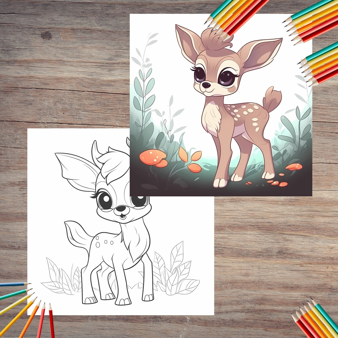 20 Forest Critters, Cute Animal Coloring Page Book, Adults Kids Instant ...