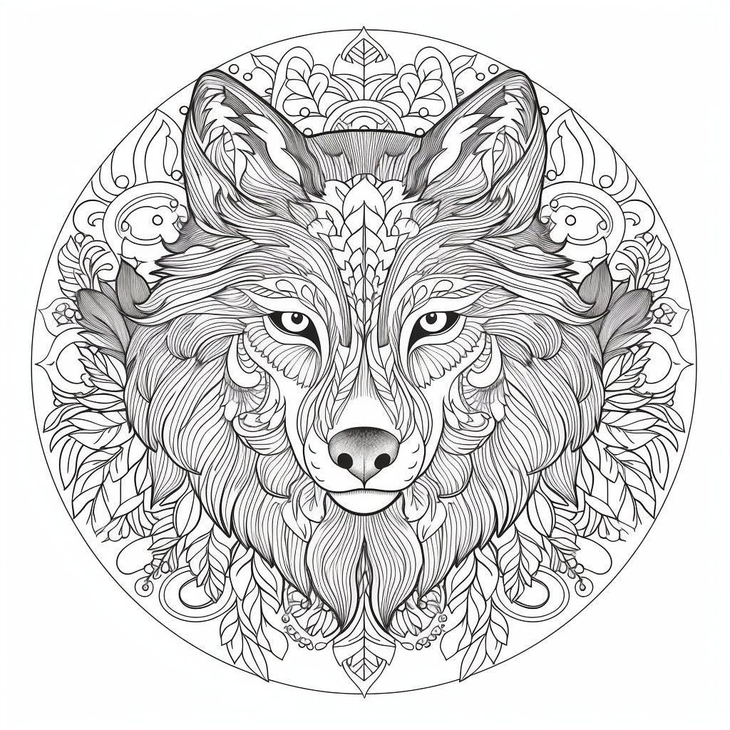 17 Wolf Mandala Coloring Pages Wolf Mandala Coloring Book for Adults ...