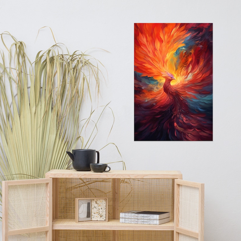 Phoenix Ascension | Phoenix Wall Decor, Phoenix Poster, Abstract Art, Modern Wall Art, Rebirth ...