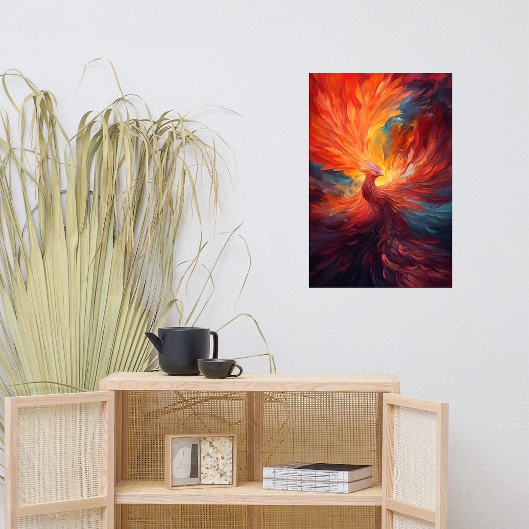 Phoenix Ascension | Phoenix Wall Decor, Phoenix Poster, Abstract Art ...