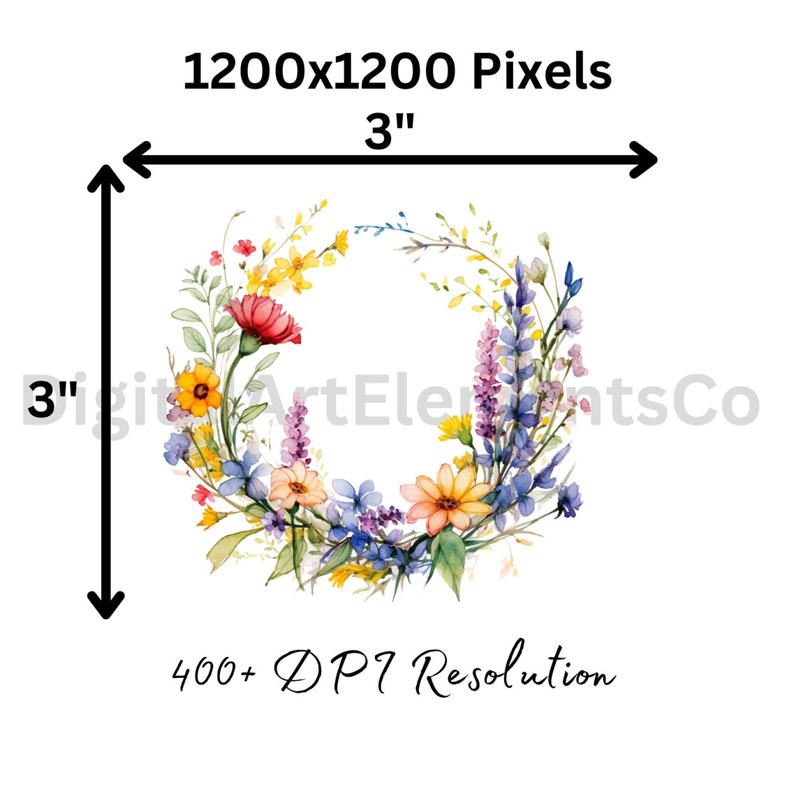 4 Aquarell Blumen Kranz PNG, SVG Wilde Blume Rustikaler Kranz Clip Art ...