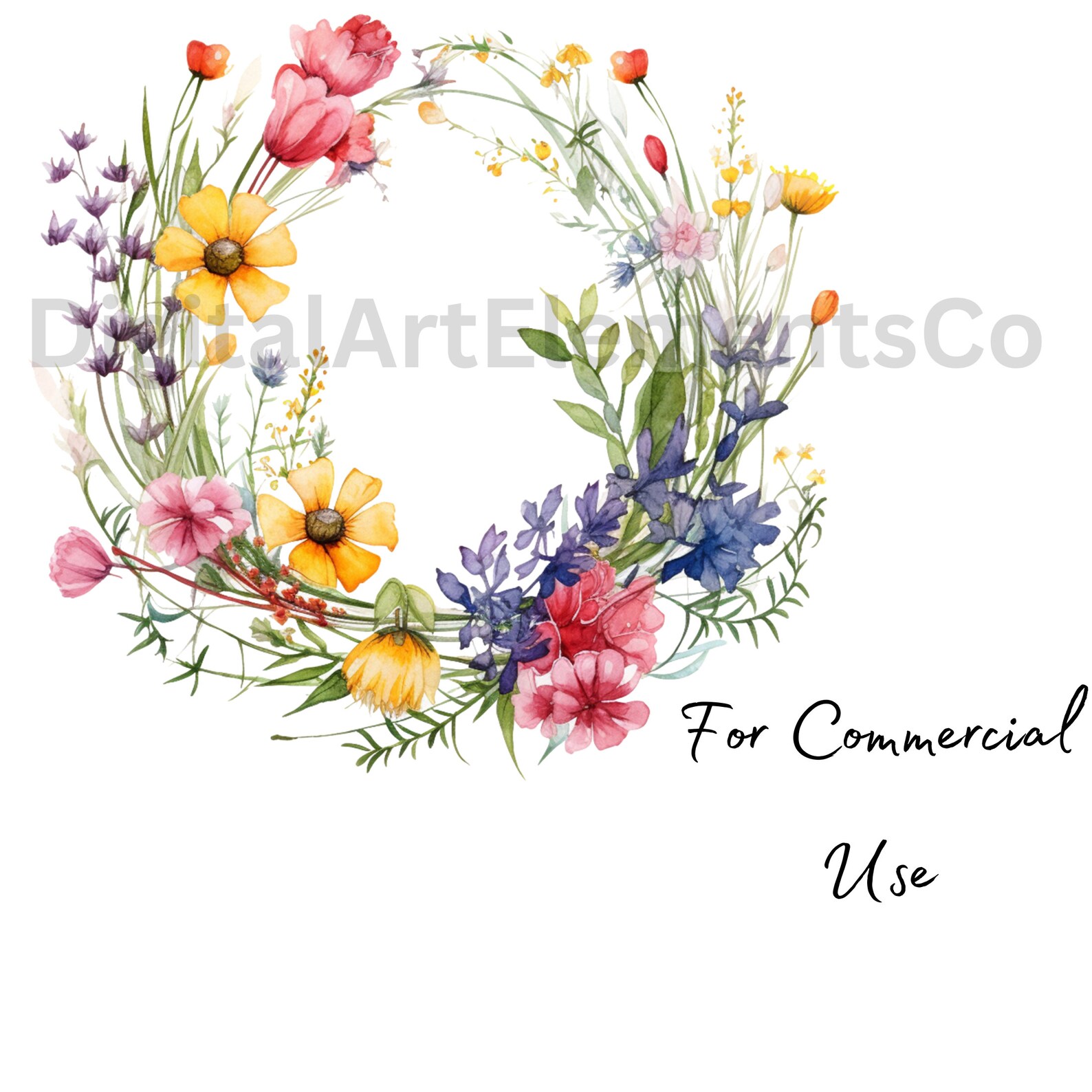 4 Aquarell Blumen Kranz PNG, SVG Wilde Blume Rustikaler Kranz Clip Art ...