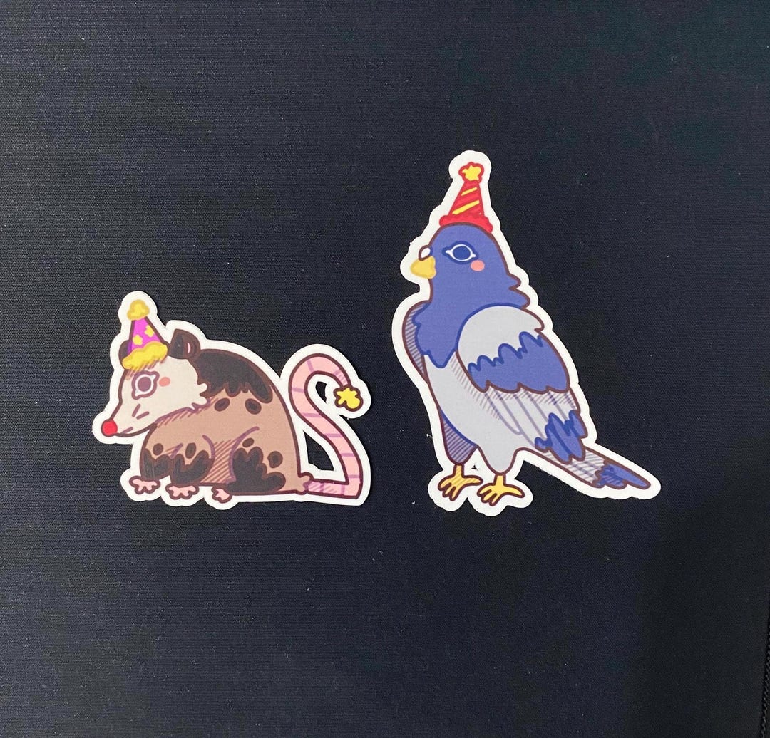 Clown Pigeon and Possum Duo , Vinyl Sticker - Etsy