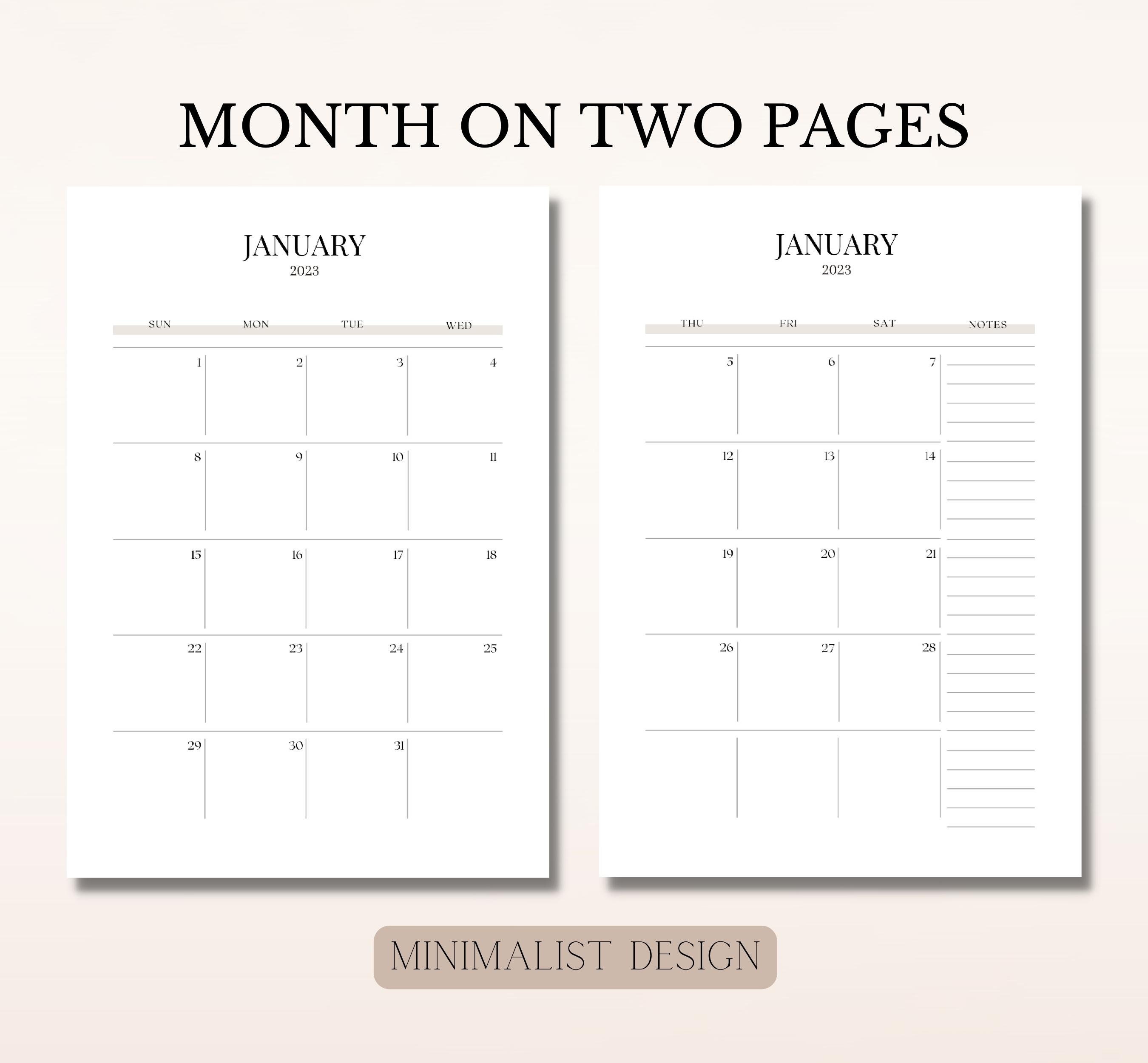 Monthly Calendar 2023 Printable | Monthly Planner 2023 | A5 Planner ...