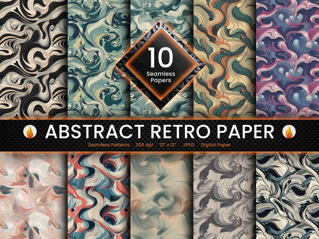 Abstract Retro Vintage Digital Paper, Digital Seamless Paper, Scrapbook ...