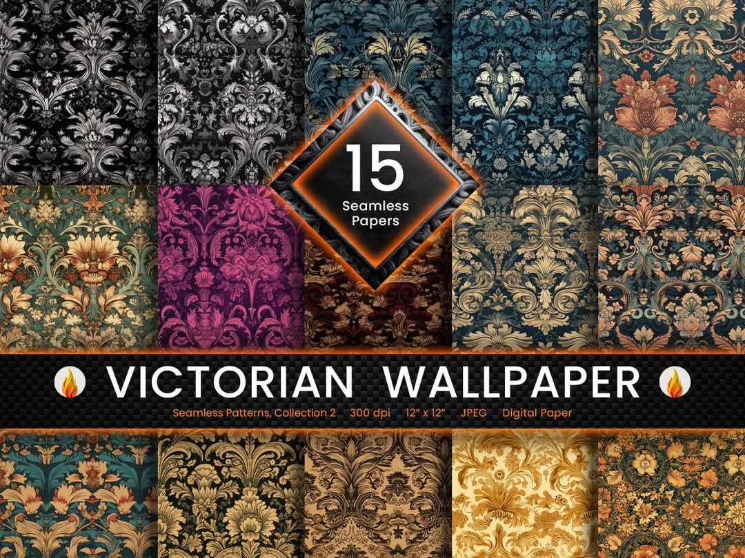 Victorian Wallpaper Collection 2, Digital Seamless Paper, Scrapbook ...