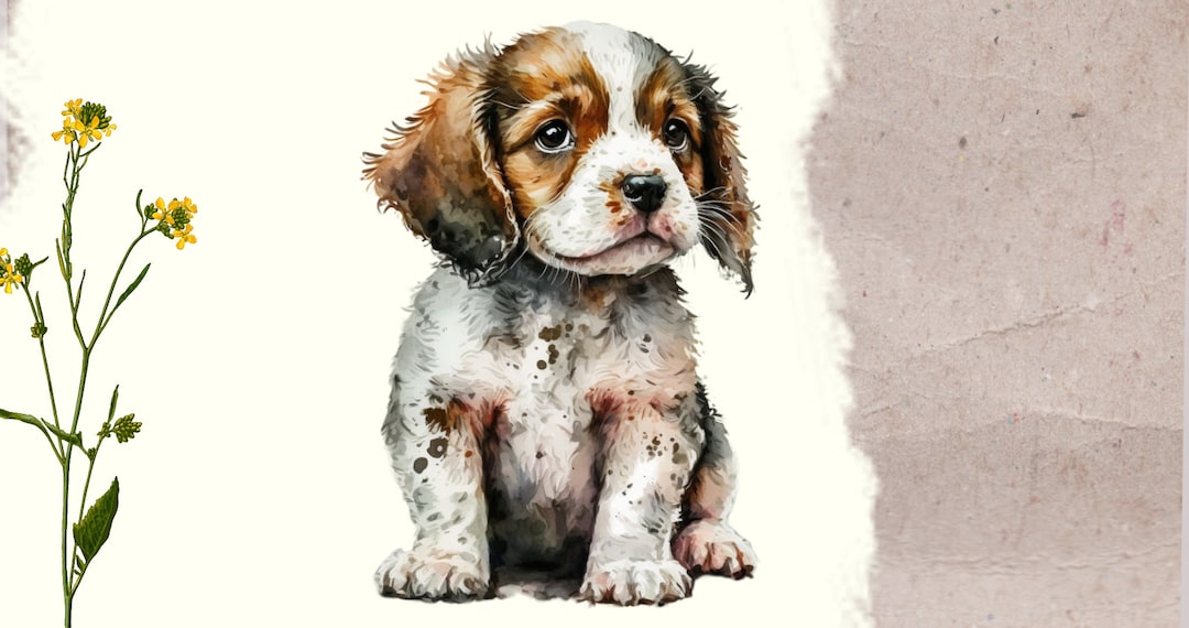 Cute Puppy Clipart, 10 High Quality PNG, Puppy Art, Watercolor, Dog Art ...