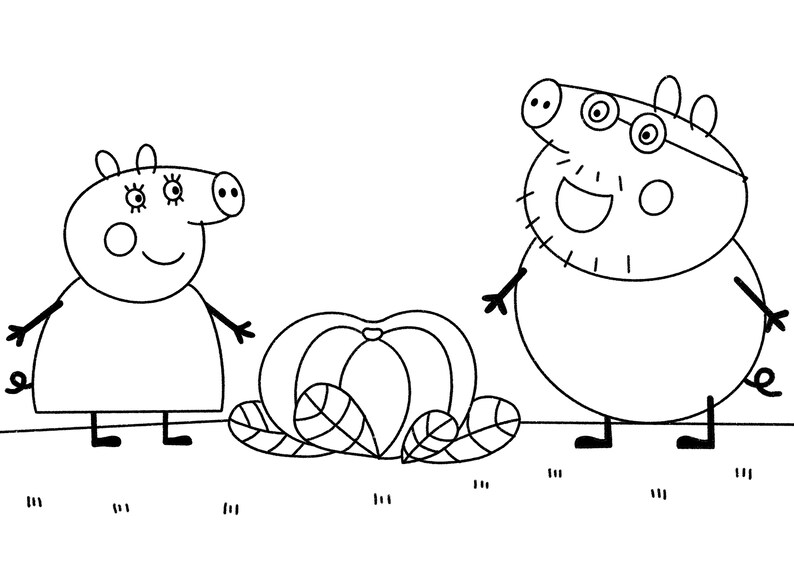 10 Pages Peppa Pig Printable Colouring Pages, Digital Coloring ...