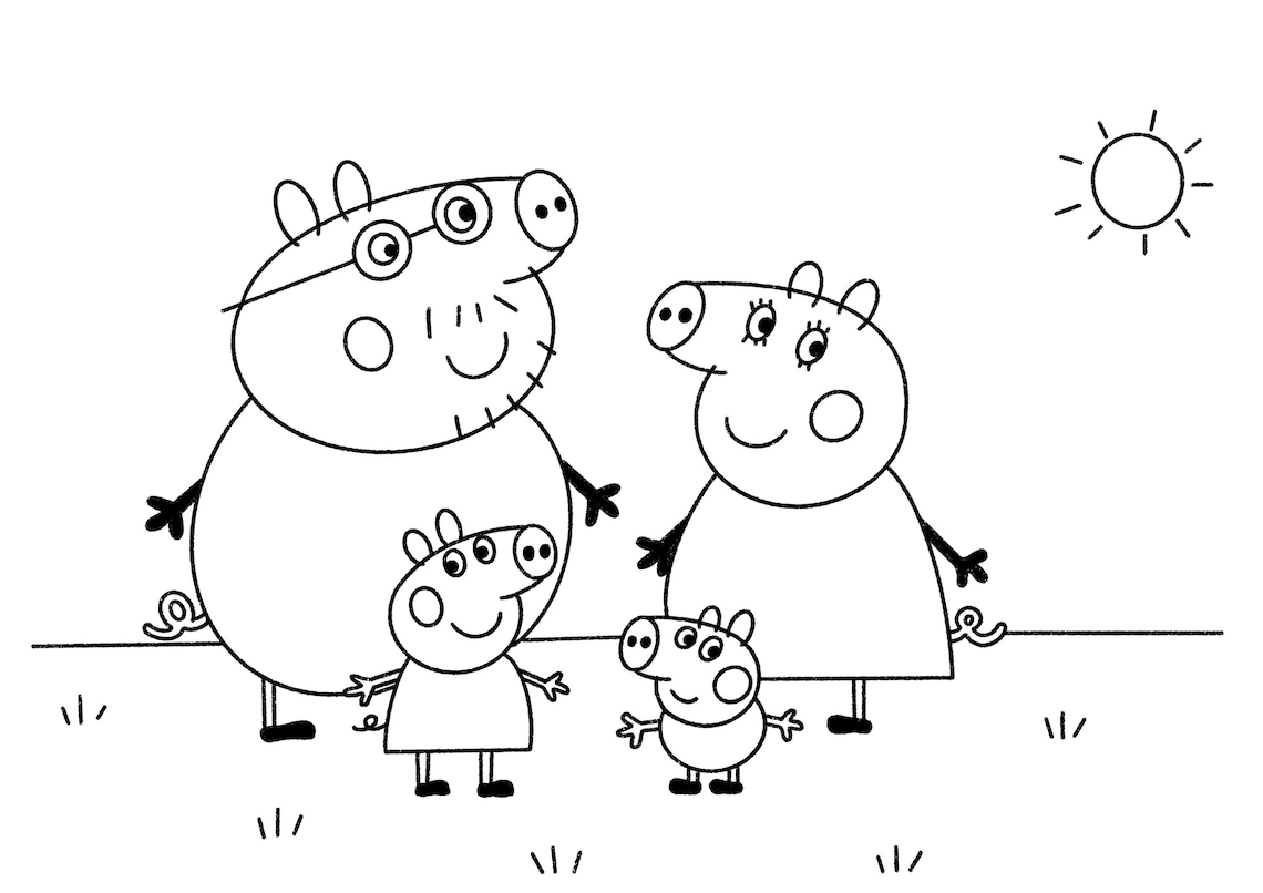 10 Pages Peppa Pig Printable Colouring Pages, Digital Coloring ...