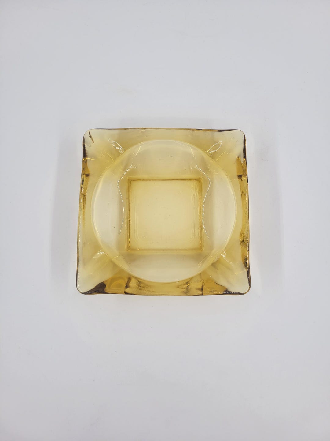 Vintage Ashtray MCM Yellow / Amber Glass Ashtray - Etsy