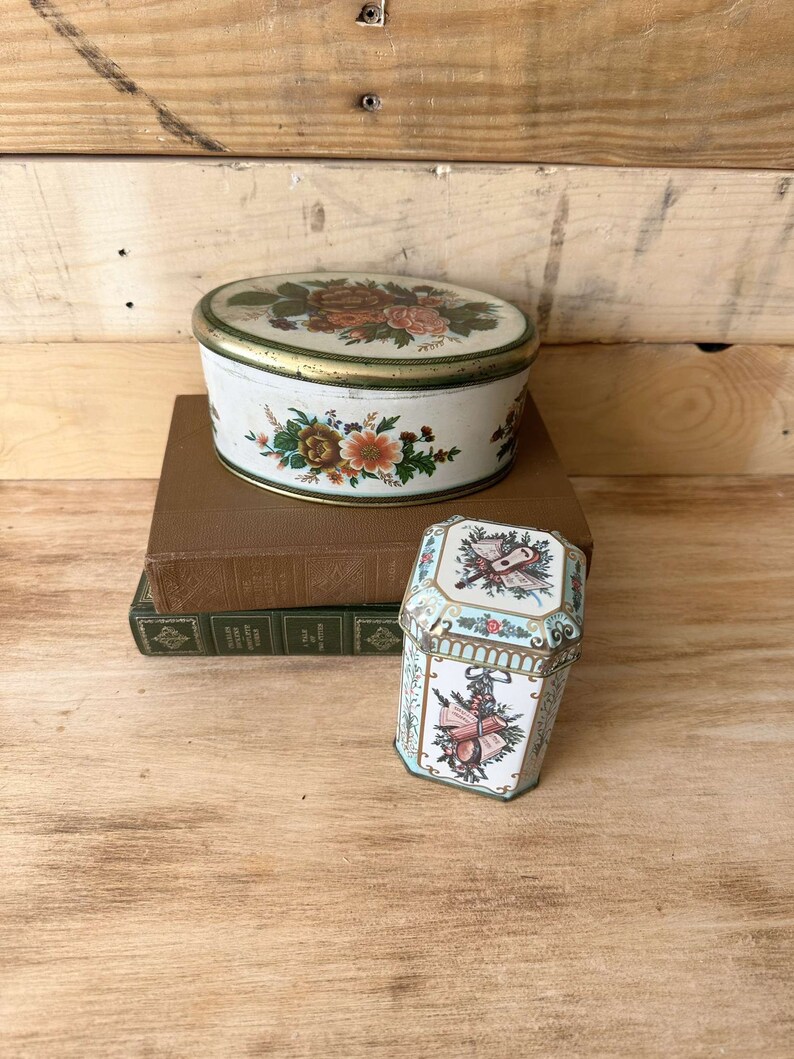 Vintage Victorian Style Floral Tin, Vintage Storage Container - Etsy