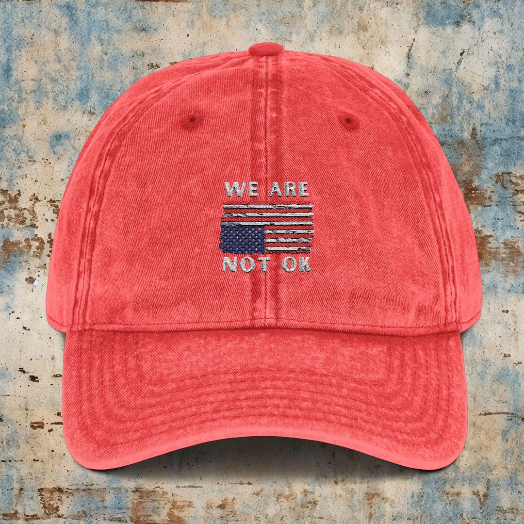Inverted American Flag We Are Not OK Vintage Embroidered Cap, Casual ...