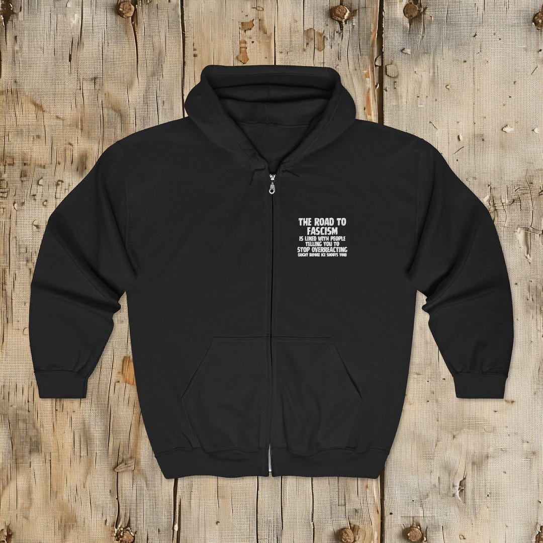 Embroidered Anti Fascist ICE Protest Hoodie | Small Chest Zip-up Hooded ...