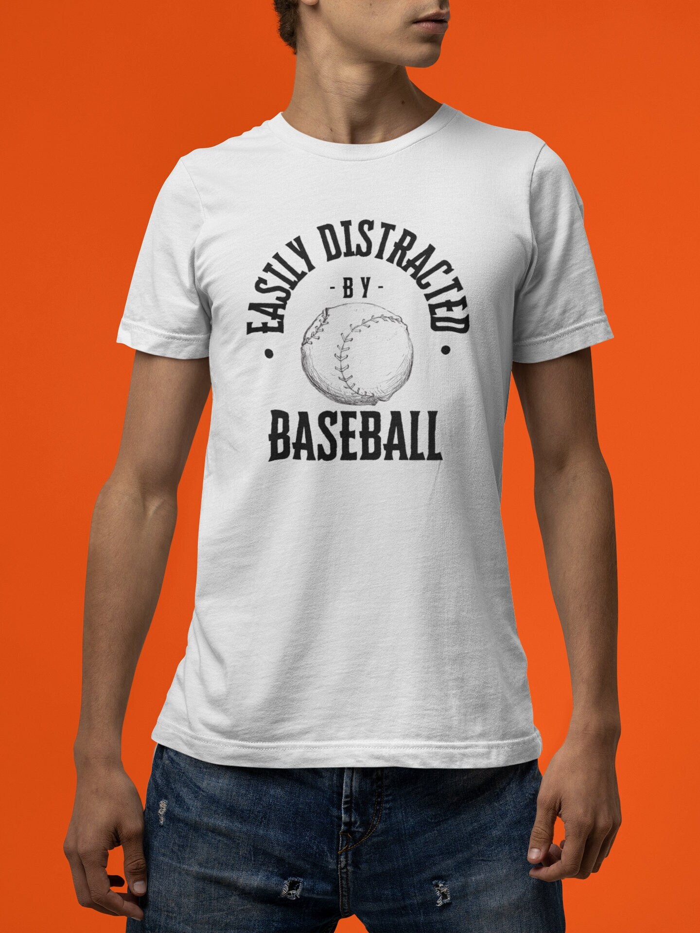 Funny Snarky Sayings Shirt Easily Distracted by Baseball Tee Shirt ...