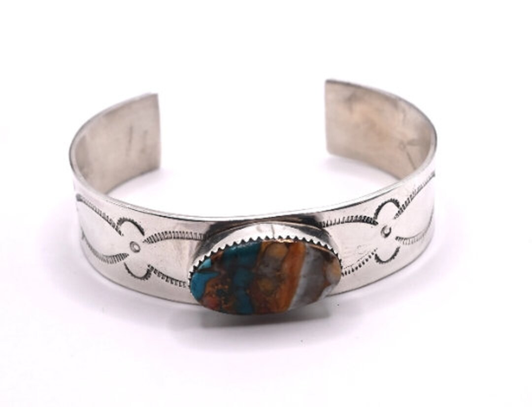 Heavy Navajo Signed (CJ Butler) Sterling Silver and Mojave Turquoise ...