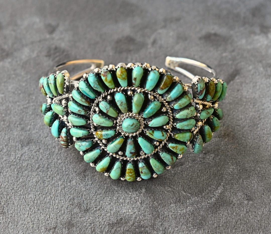Gorgeous New Authentic Navajo Cuff by D Benally Sterling Silver & Green ...