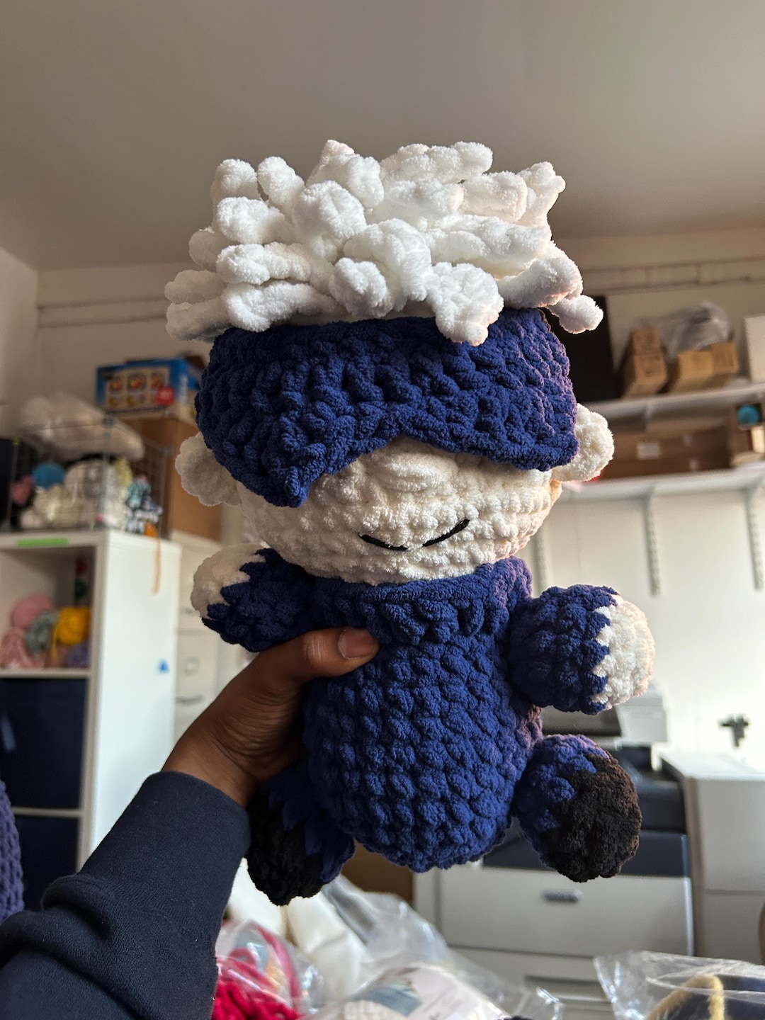 Handmade Chibi Gojo Plushie – Crochet Anime-inspired Gift, Soft Mini ...