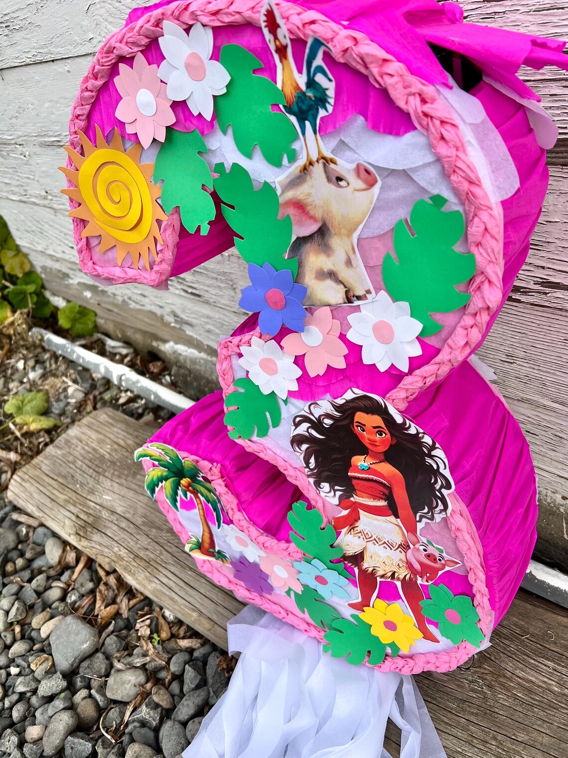 Birthday Number Three Piñata Moana Party (available Numbers 1-9) - Etsy