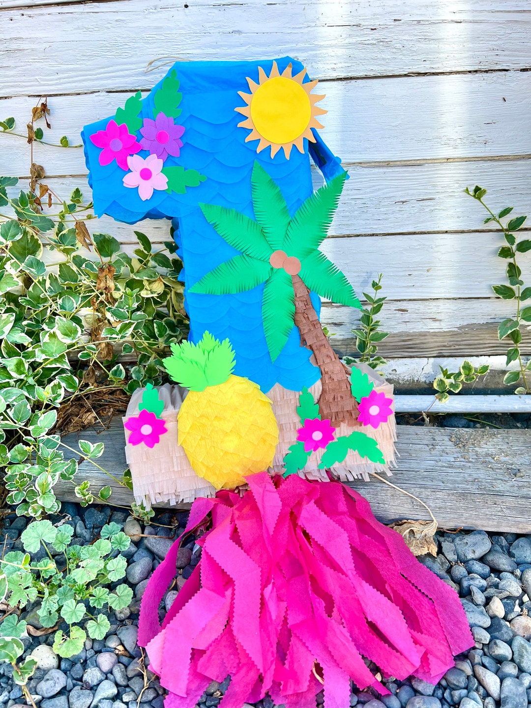 Hawaiian Piñata Number One Pineapple Piñata Tropical Birthday ...