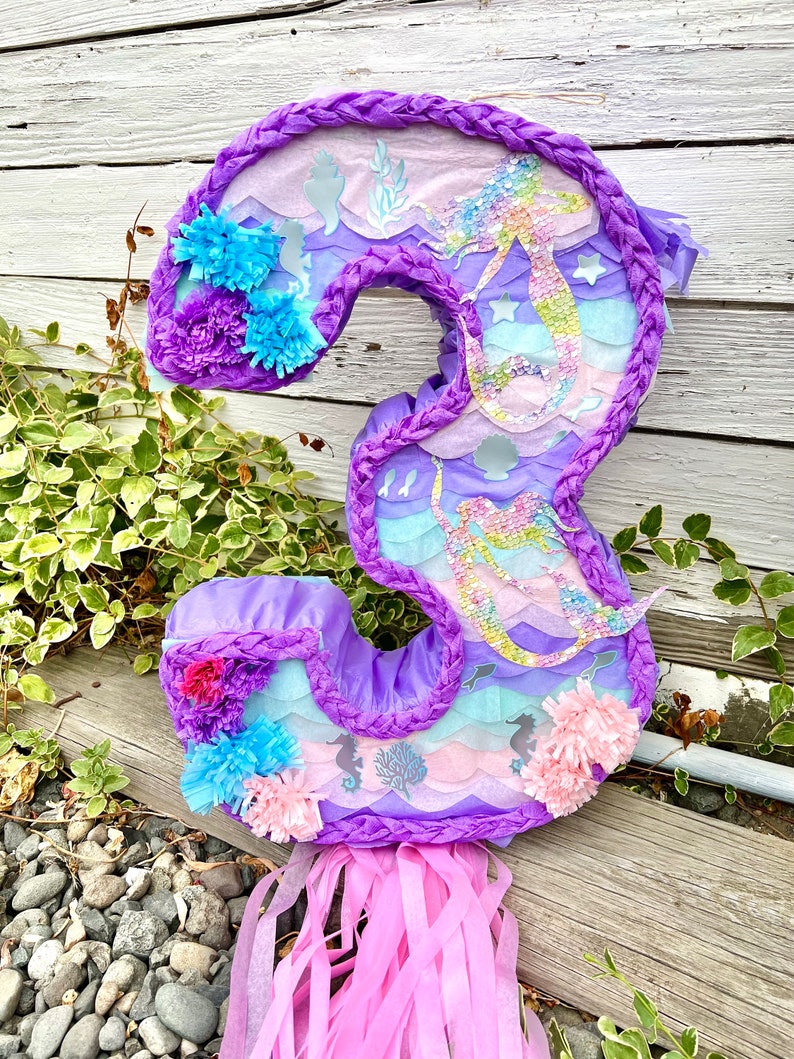 Mermaid Number Three Piñata Under the Sea Mermaid Theme (available ...