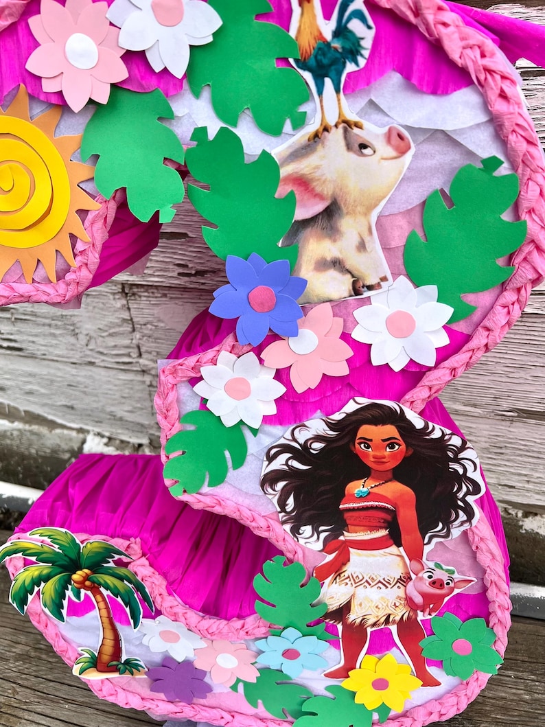Birthday Number Three Piñata Moana Party (available Numbers 1-9) - Etsy