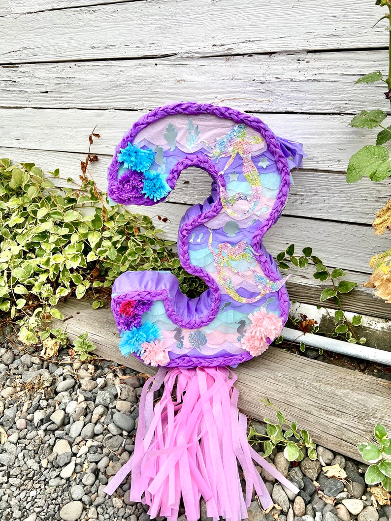 Mermaid Number Three Piñata Under the Sea Mermaid Theme (available ...