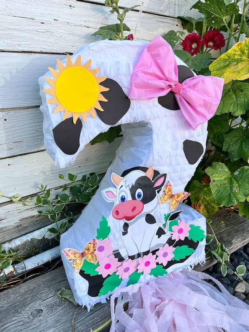 Cow Number Two Piñata Farm Theme Animals (numbers Available 1-9) - Etsy