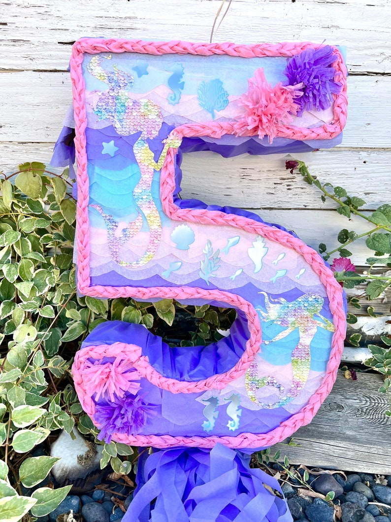 Mermaid Number Five Piñata Under the Sea Party Mermaid Birthday ...
