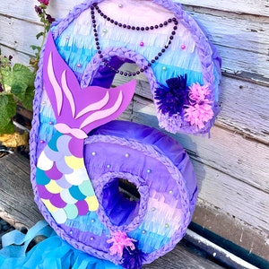 Mermaid Number Six Piñata Under the Sea Party Birthday Party (available ...