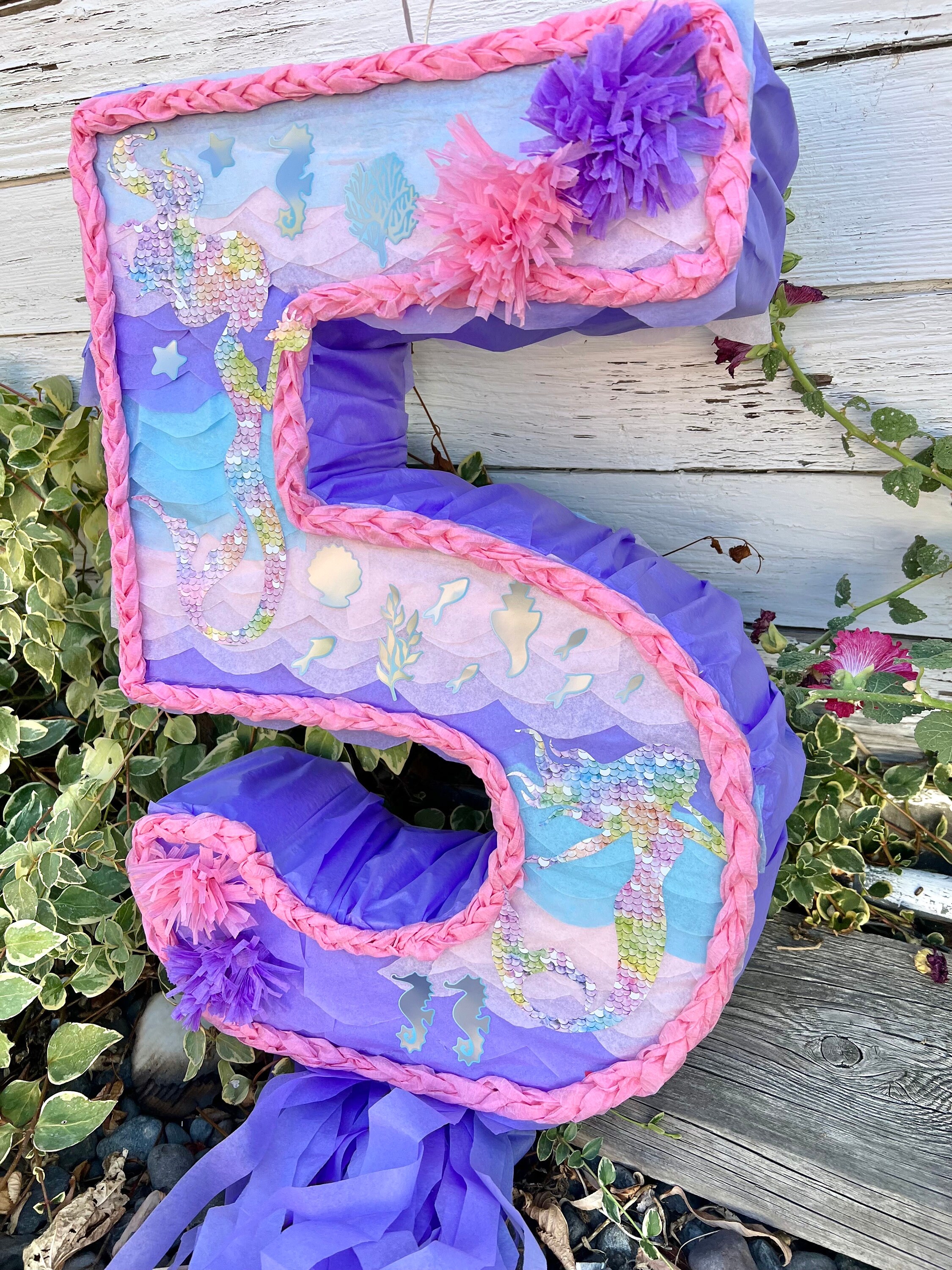 Mermaid Number Five Piñata Under the Sea Party Mermaid Birthday ...