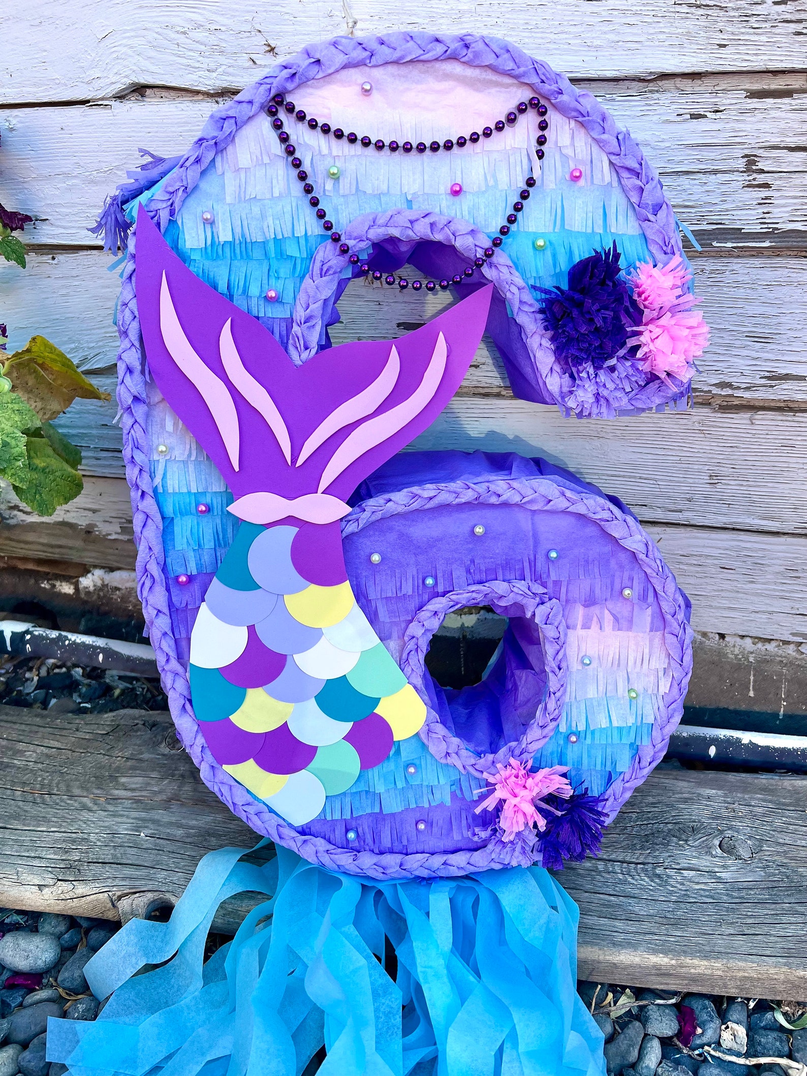 Mermaid Number Six Piñata Under the Sea Party Birthday Party (available ...