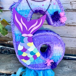 Mermaid Number Six Piñata Under the Sea Party Birthday Party (available ...