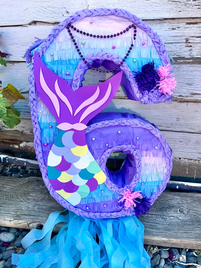 Mermaid Number Six Piñata Under the Sea Party Birthday Party (available ...
