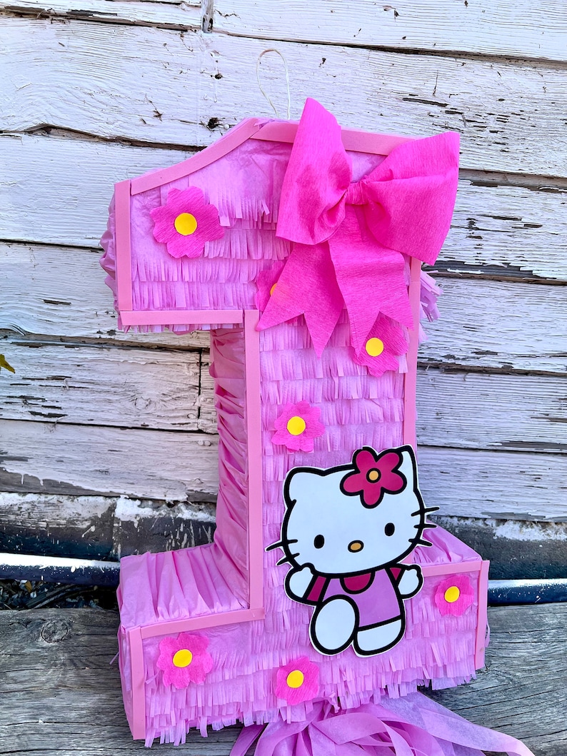 Cute Kitty Cat Number One Piñata Birthday Party - Etsy