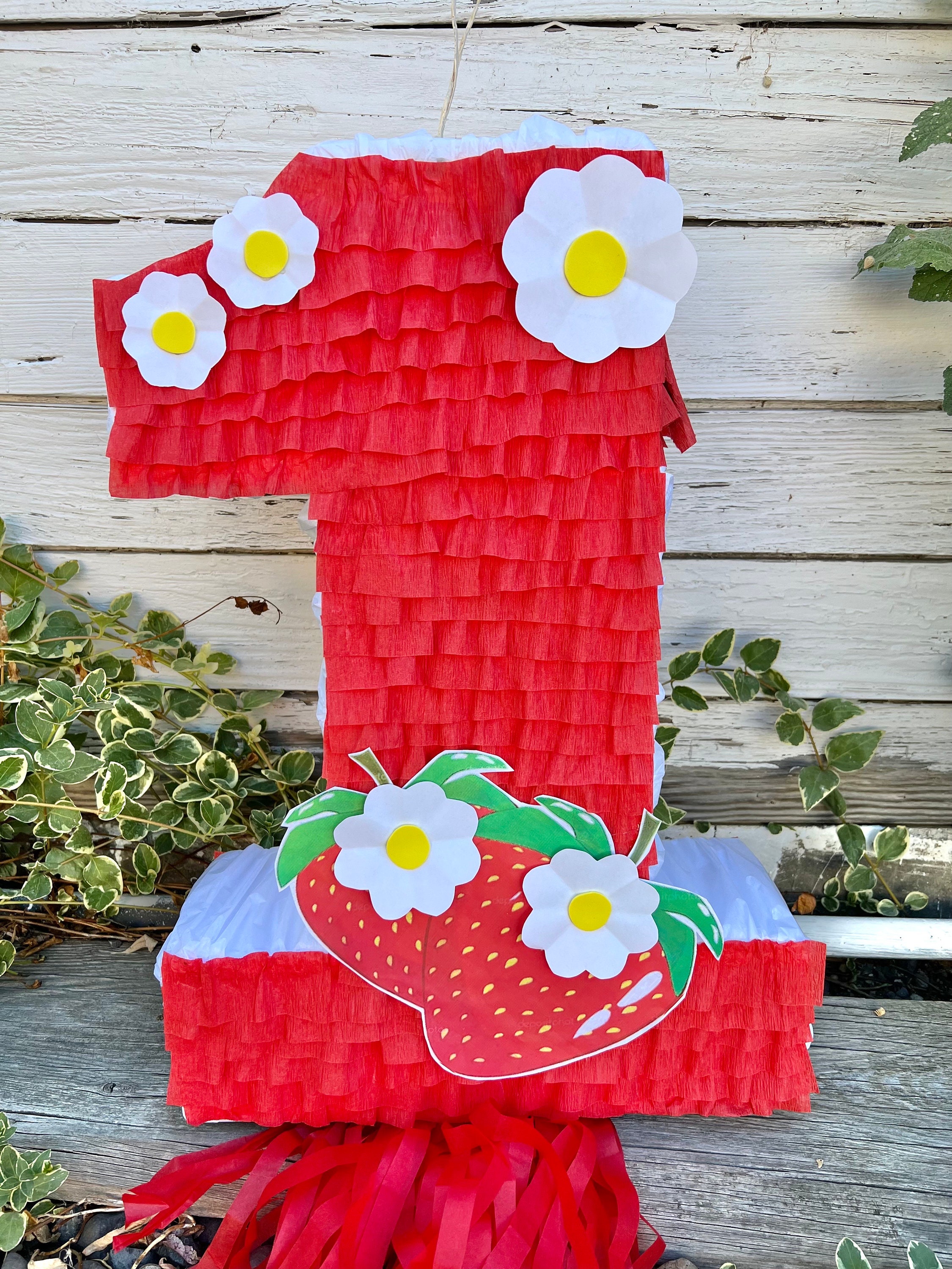 Strawberry Number One Piñata Fruit Party Birthday numbers Available 1-9 ...