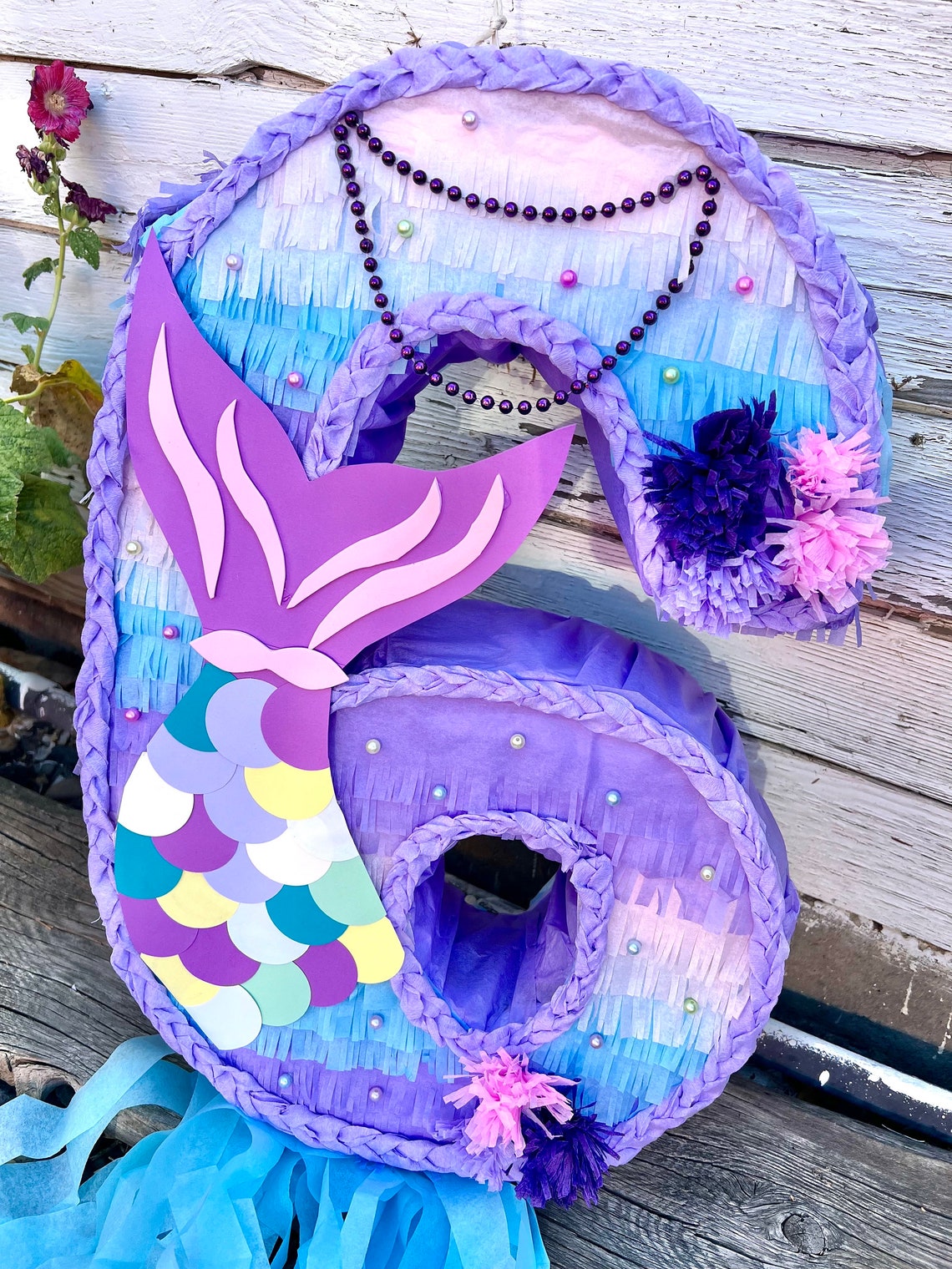Mermaid Number Six Piñata Under the Sea Party Birthday Party (available ...