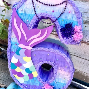 Mermaid Number Six Piñata Under the Sea Party Birthday Party (available ...