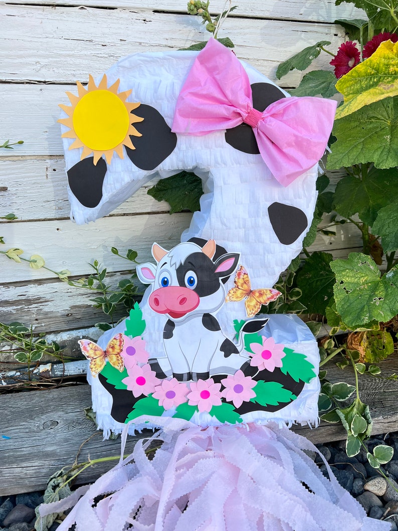 Cow Number Two Piñata Farm Theme Animals (numbers Available 1-9) - Etsy