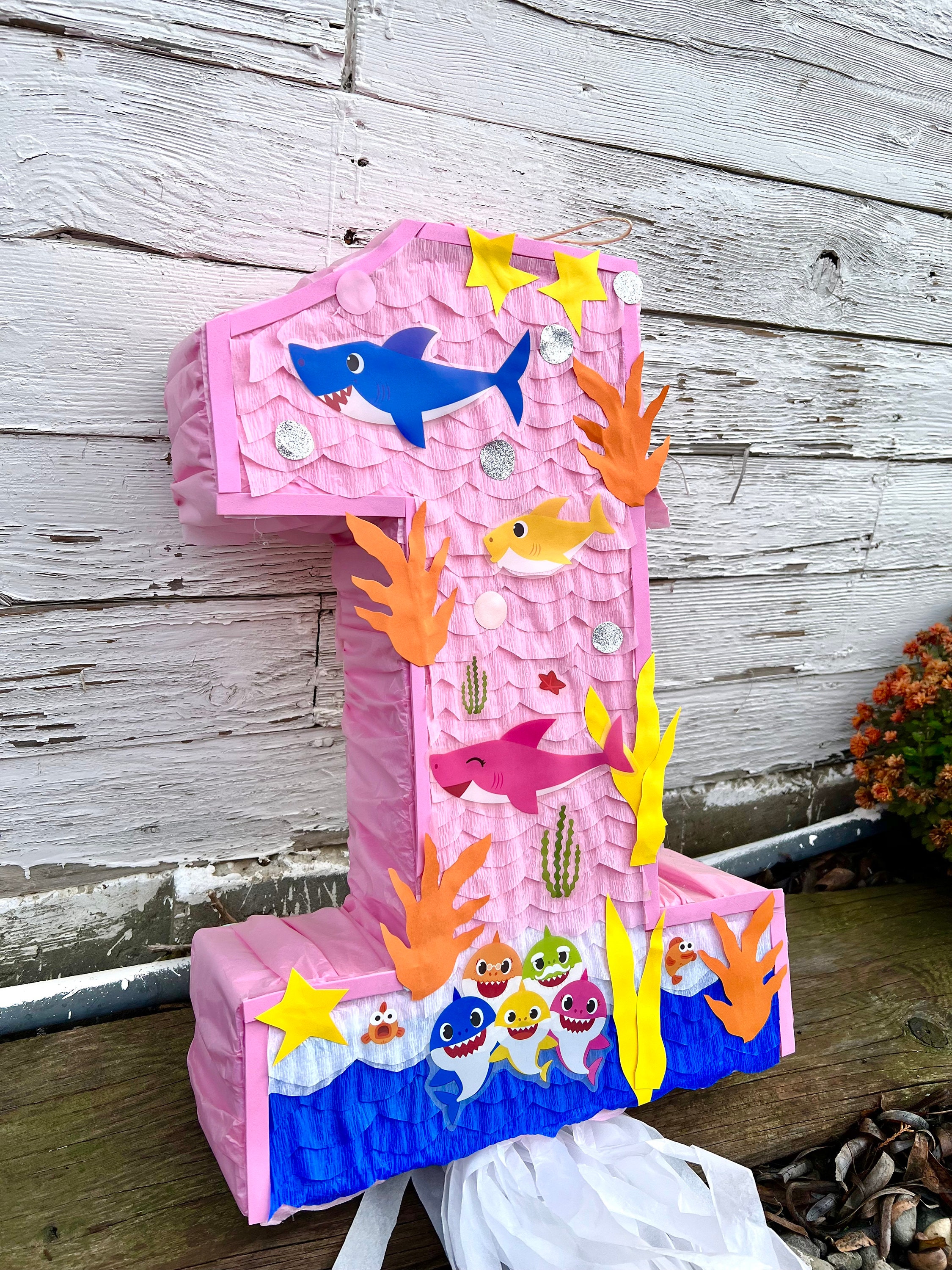 Sharks Piñata Number One Piñata Sharks Party available Numbers 1-9 - Etsy