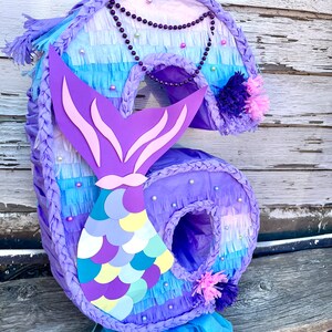 Mermaid Number Six Piñata Under the Sea Party Birthday Party (available ...