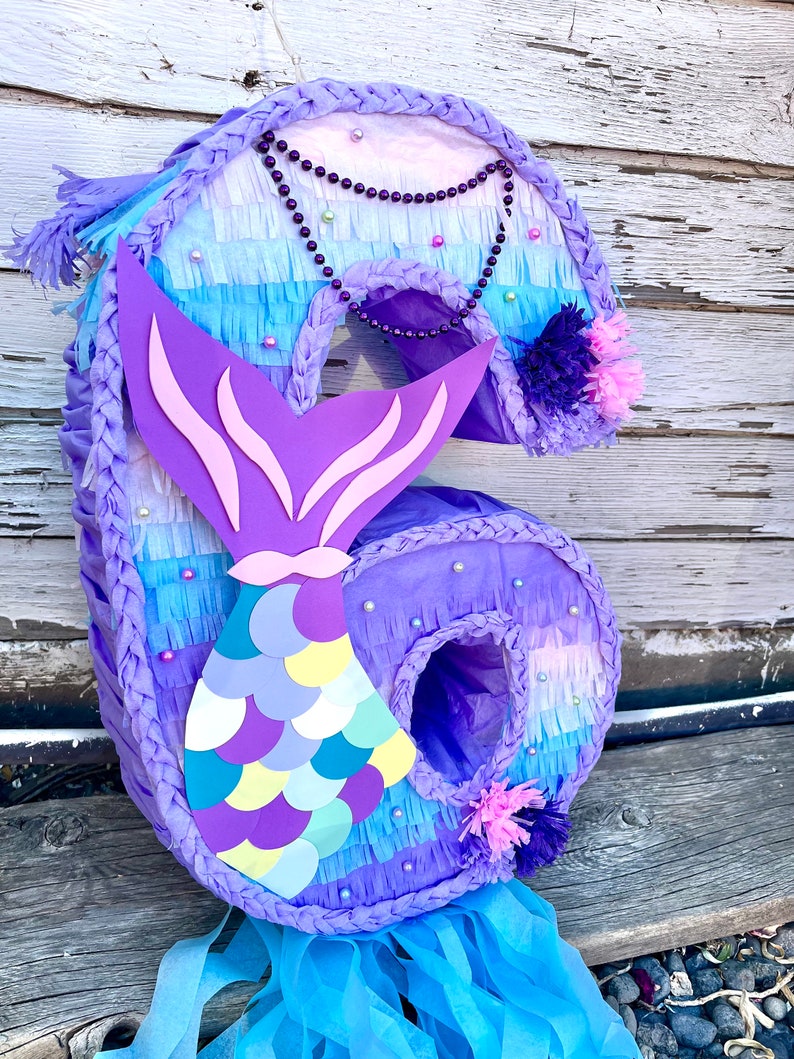 Mermaid Number Six Piñata Under the Sea Party Birthday Party (available ...