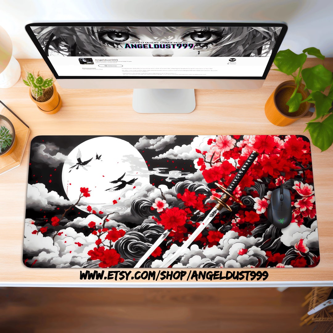 Katana Desk Mat Red Ink Collection Customizable Deskmat - Etsy