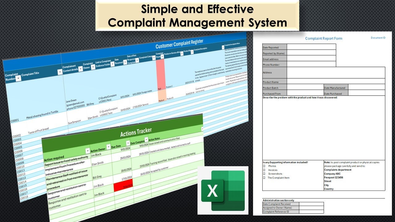 Complaint Register | Customer Complaints Log | Excel Tracker | SOP ...