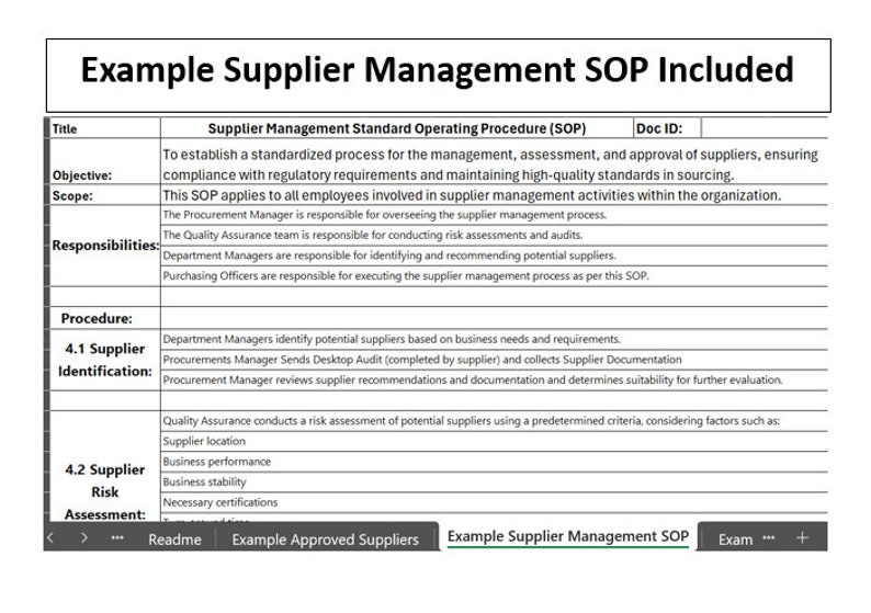Supplier Management Excel Template | Instant Digital Download | With ...