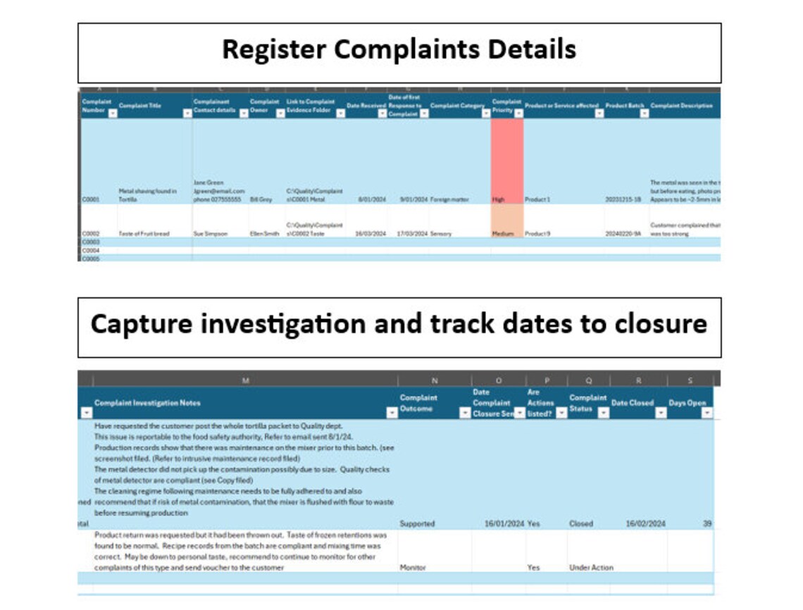 Complaint Register | Customer Complaints Log | Excel Tracker | SOP ...