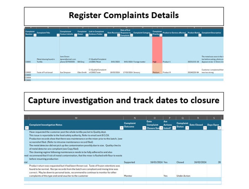 Complaint Register | Customer Complaints Log | Excel Tracker | SOP ...