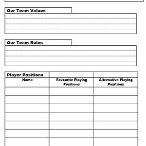Netball Coach Book Printable Templates, Black and White, Simple Format ...