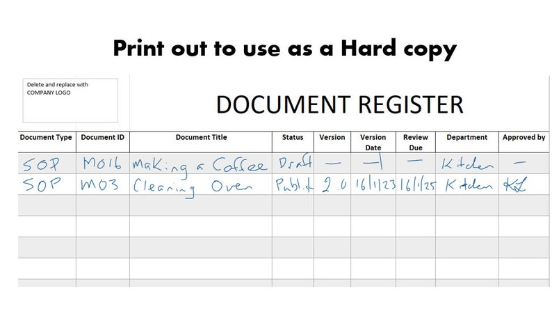 Document Register | Controlled Document Tracker - Etsy
